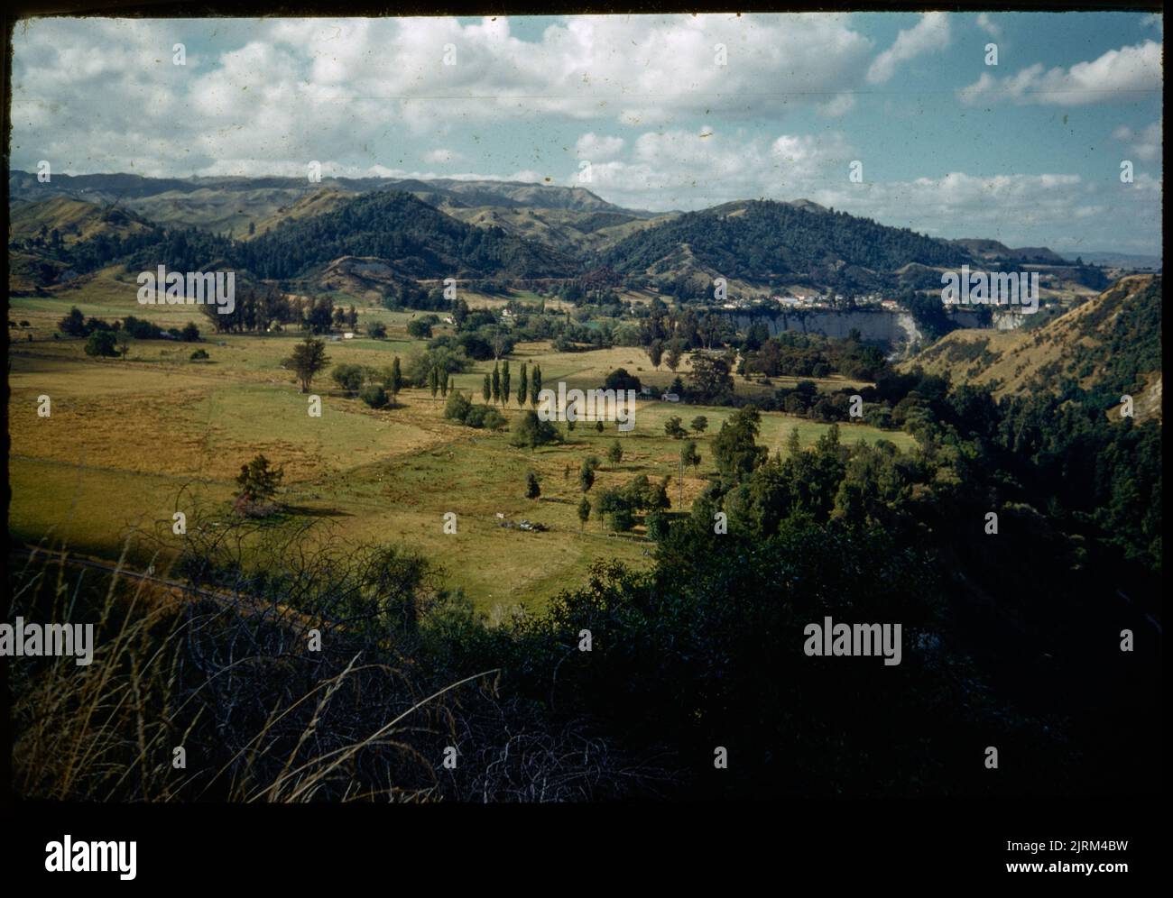 Panorama of the Rangitikei River in papa gorge and town of Mangaweka ...