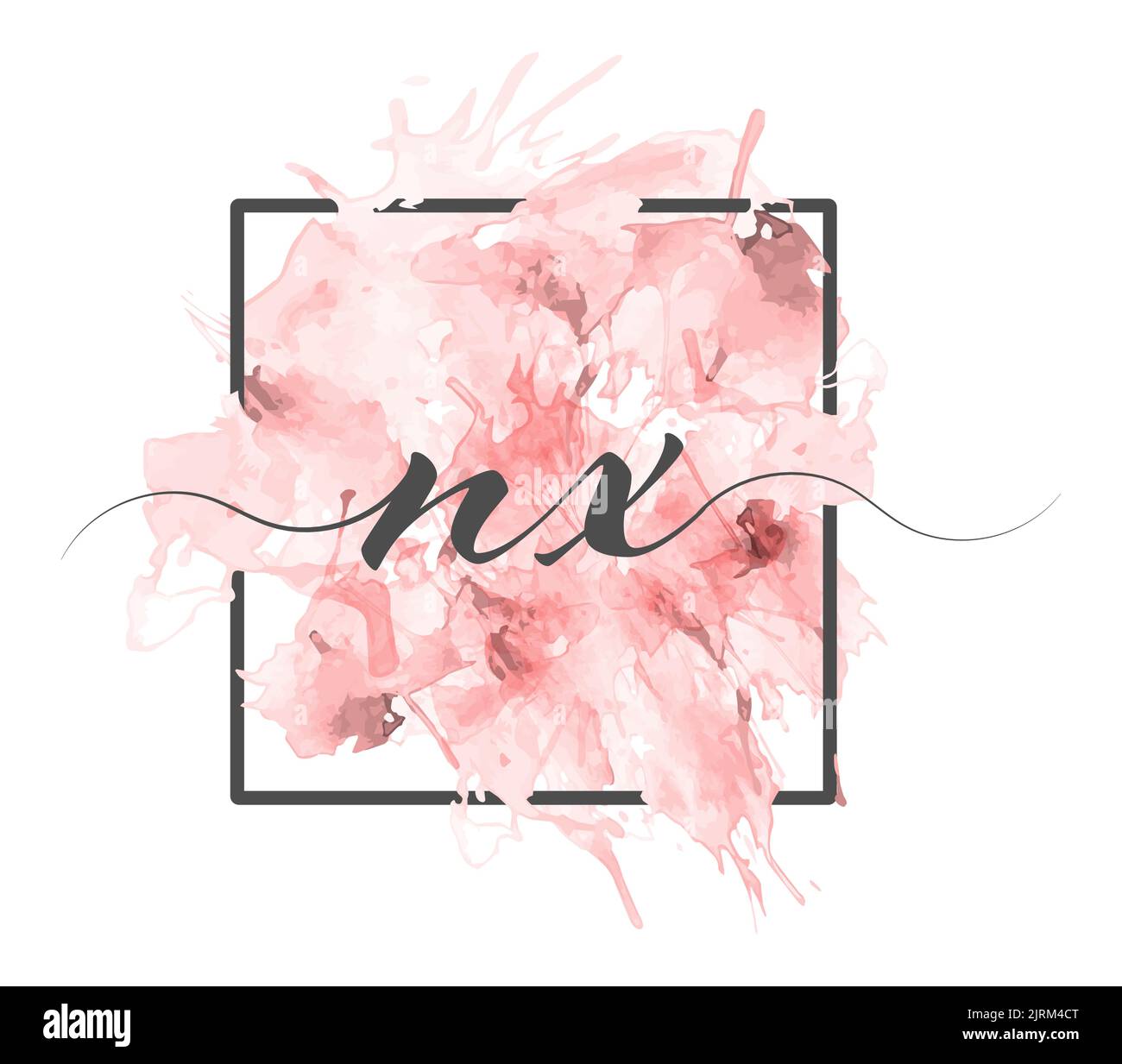 Calligraphic lowercase letters N and X are written in a solid line on a ...