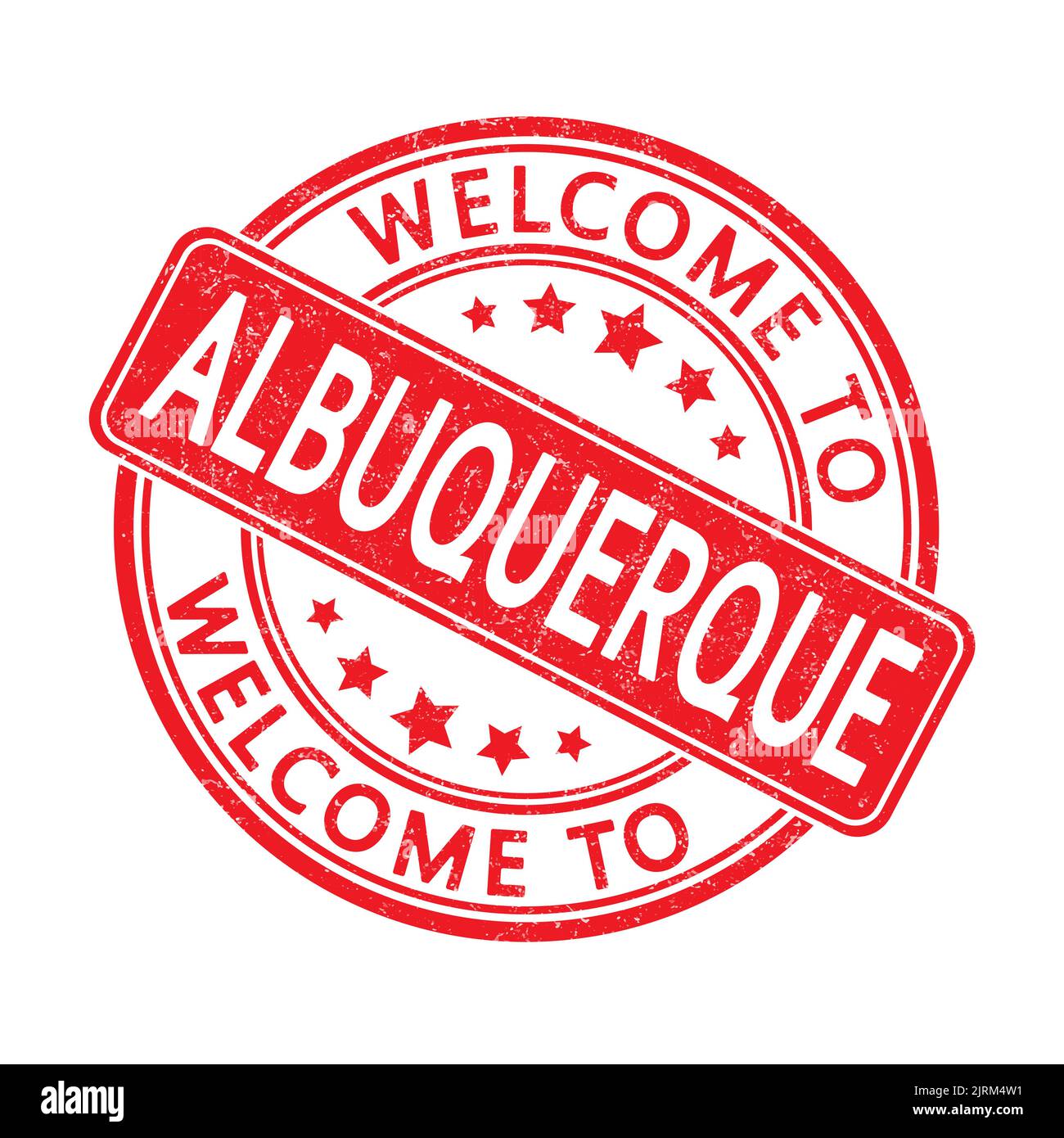 Welcome to ALBUQUERQUE. Impression of a round stamp with a scuff. Flat ...