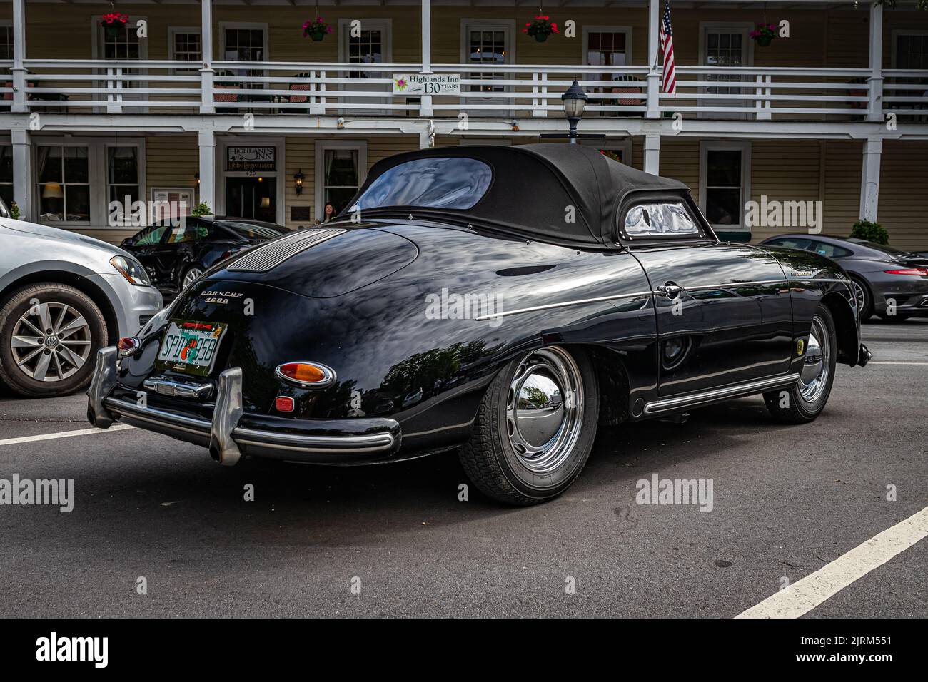 Highlands, NC - June 11, 2022: Low perspective rear corner view of a ...