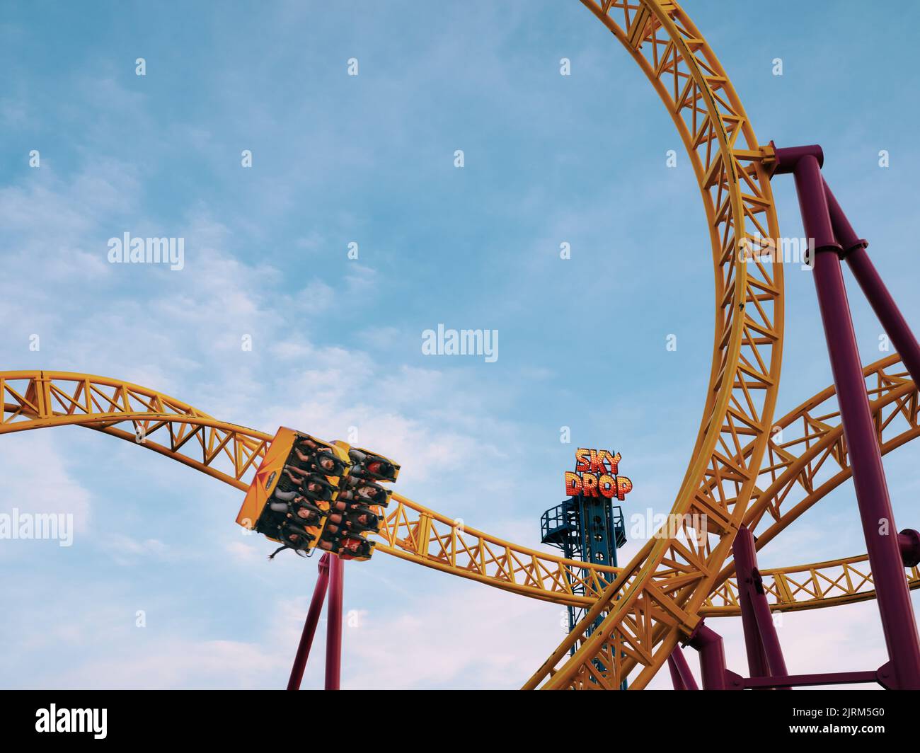 The Sky Drop rollercoaster fun ride in Adventure Island fun park ...