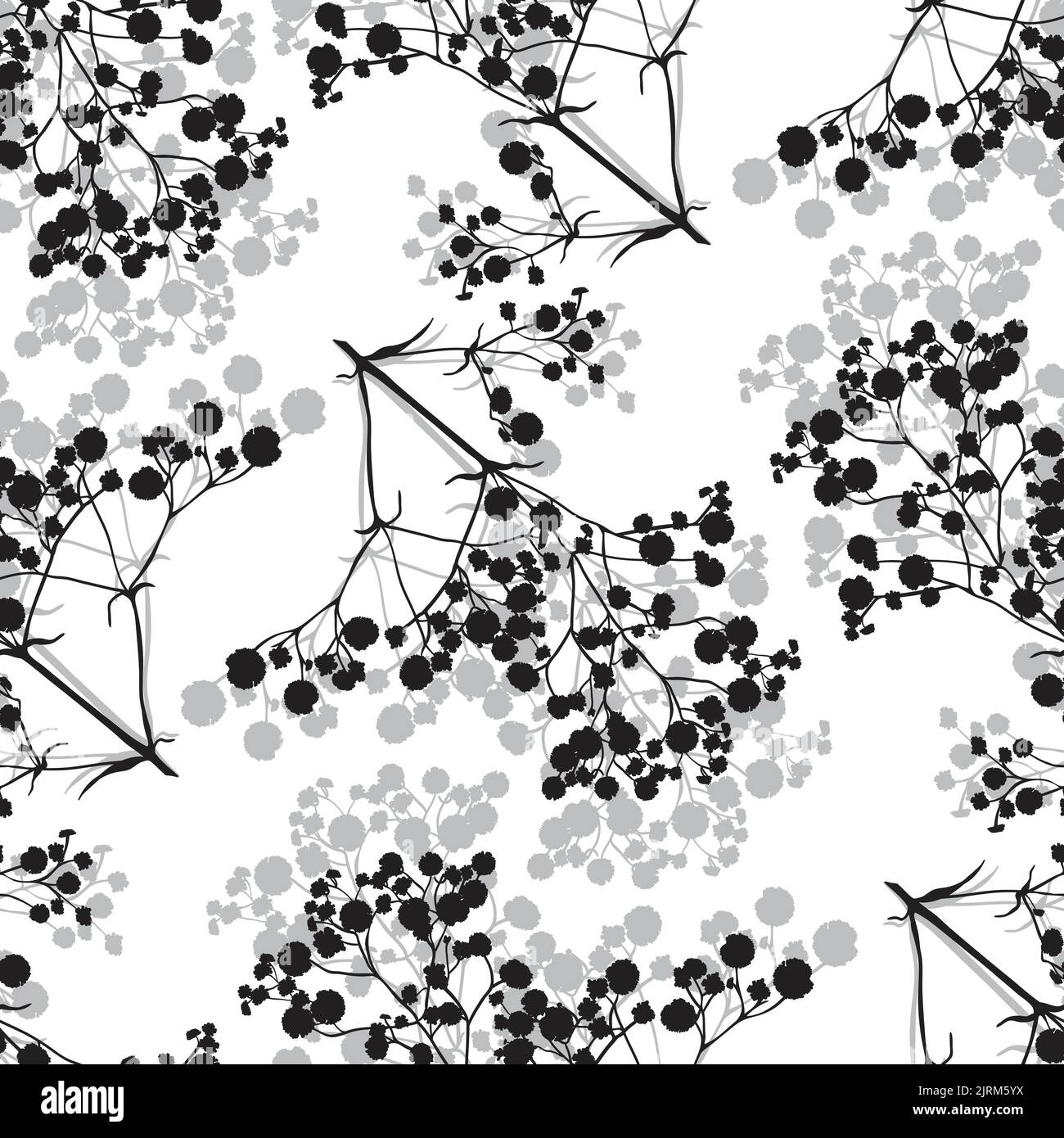 Seamless background with branches of beautiful hand-drawn silhouette ...