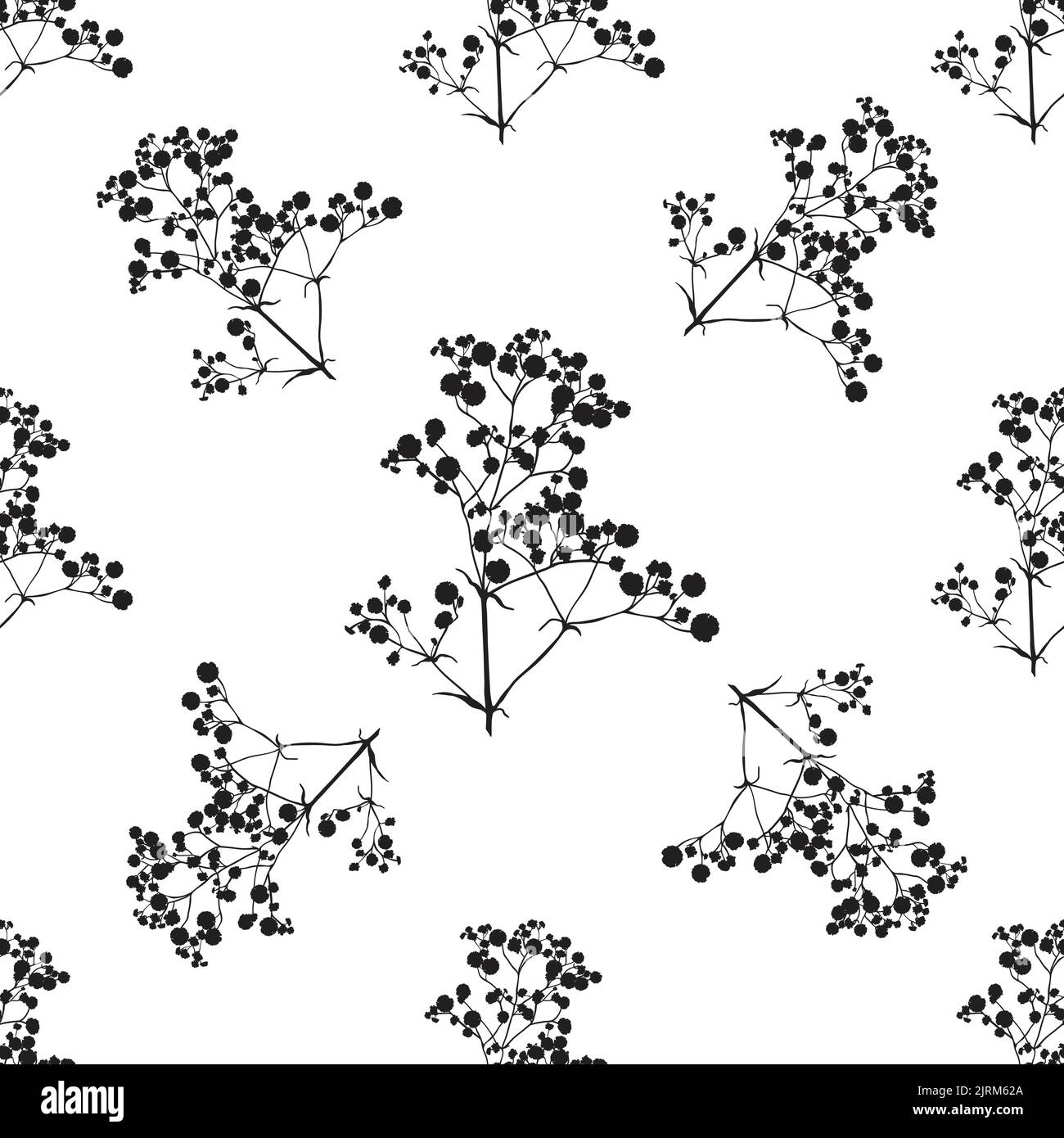 Seamless background with branches of beautiful hand-drawn silhouette ...