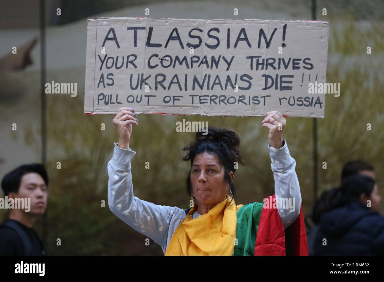 Sydney, Australia. 25th August 2022. Protest across from the Atlassian ...