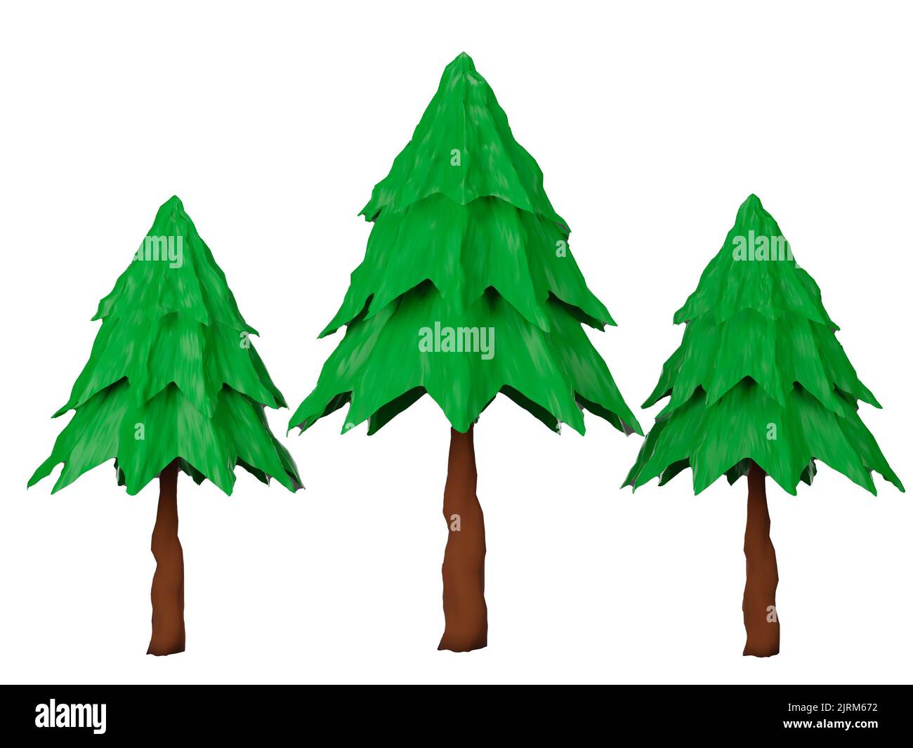 Set of pine Trees 3D rendering isolated on a white background Stock ...