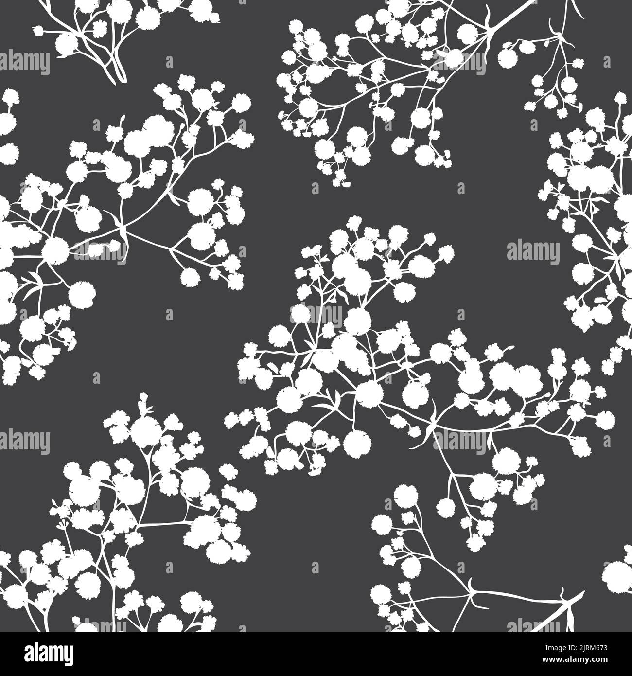 Seamless background with branches of beautiful hand-drawn silhouette ...