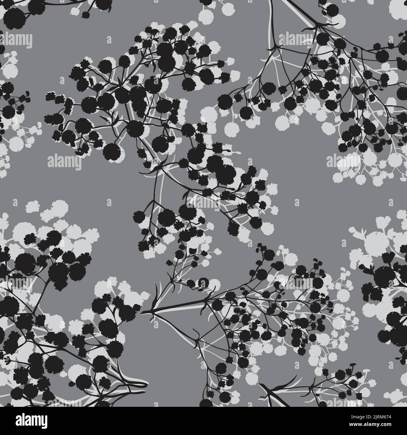 Seamless background with branches of beautiful hand-drawn silhouette ...