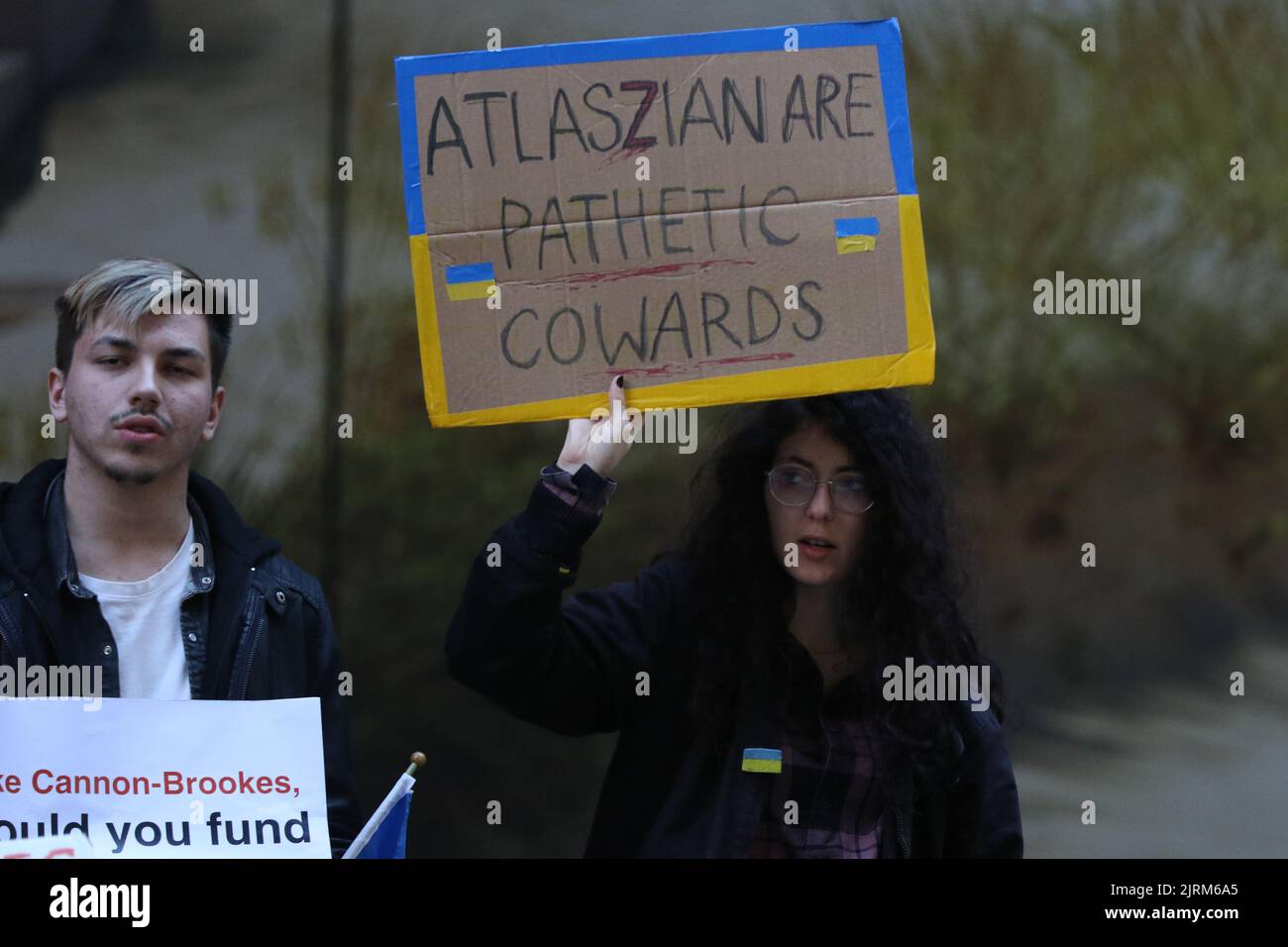 Sydney, Australia. 25th August 2022. Protest across from the Atlassian ...