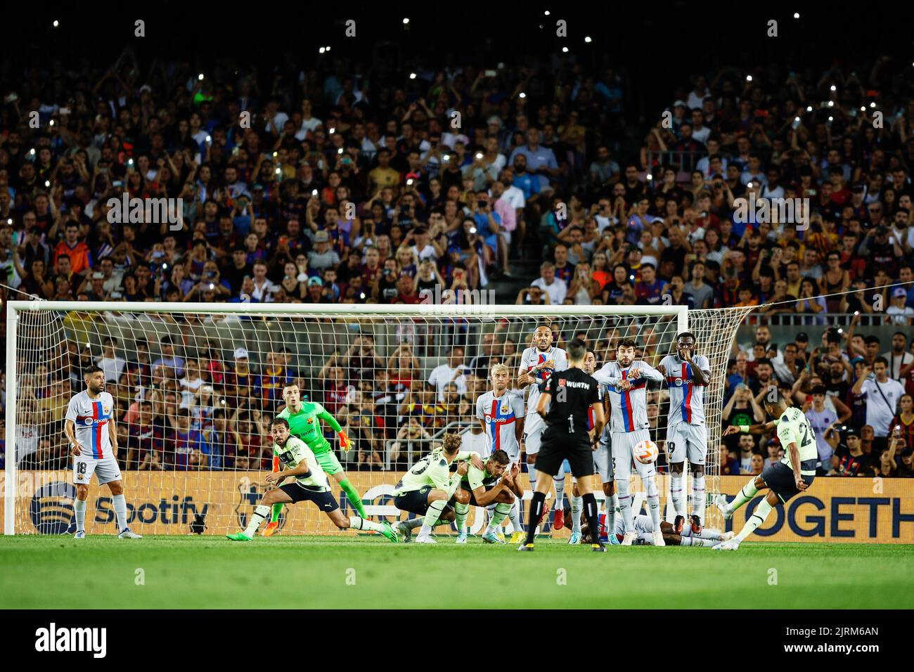 Riyad Mahrez of Manchester City takes a free kick during the Friendly ...