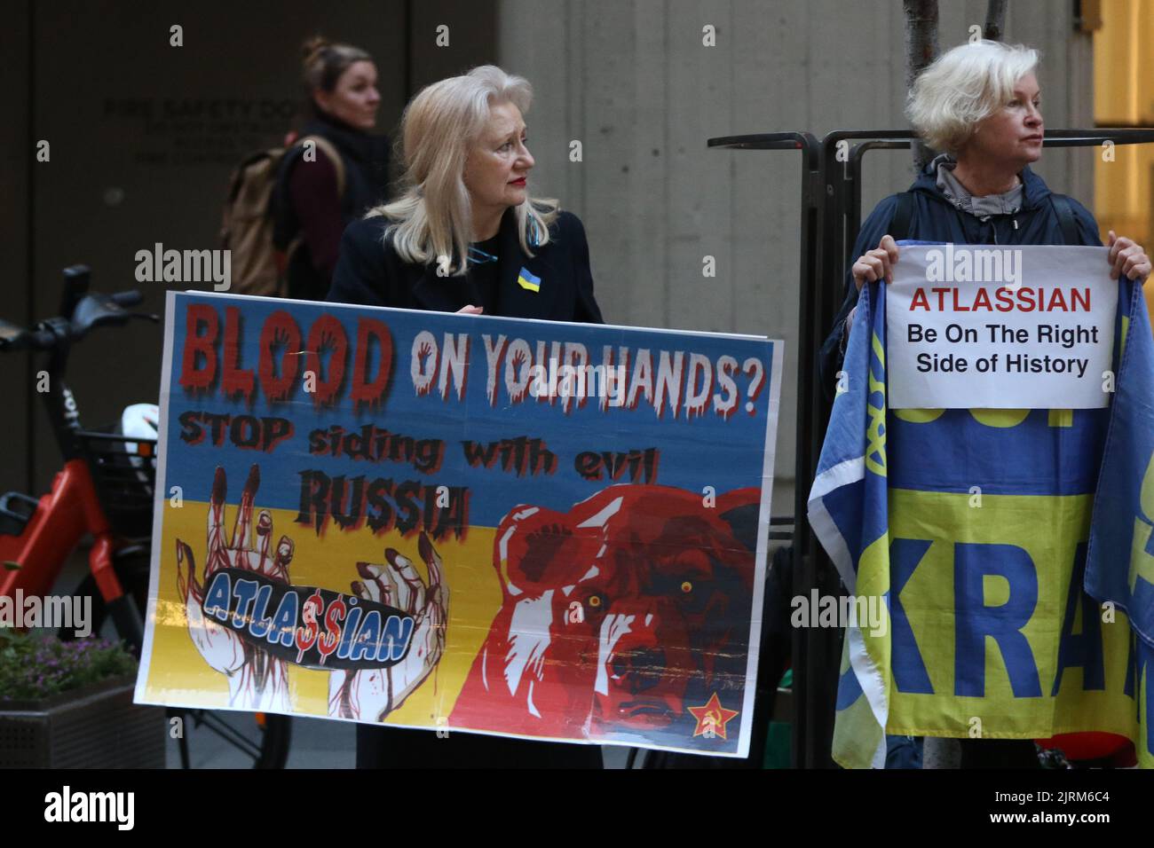 Sydney, Australia. 25th August 2022. Protest across from the Atlassian ...