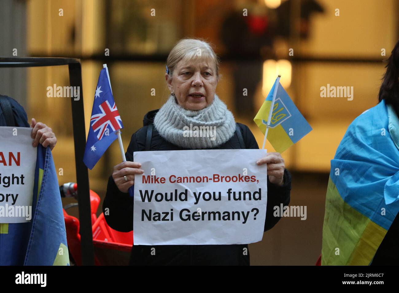 Sydney, Australia. 25th August 2022. Protest across from the Atlassian ...
