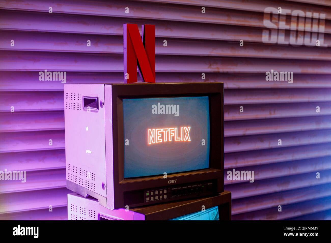 Netflix logo on old type of monitors, August 23, 2022 : The Netflix ...