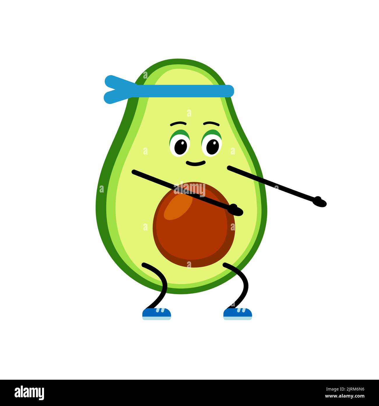 Cute strong avocado character do fitness exercises. Cartoon Avocado ...