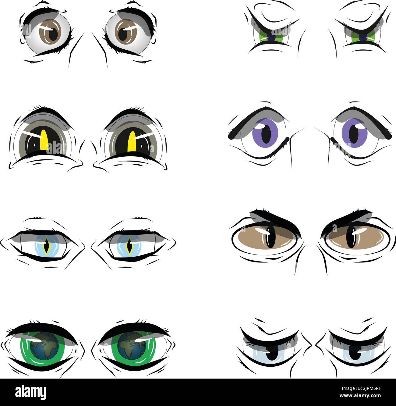 Cartoon beautiful eyes vector set. eyes with different characters Stock ...