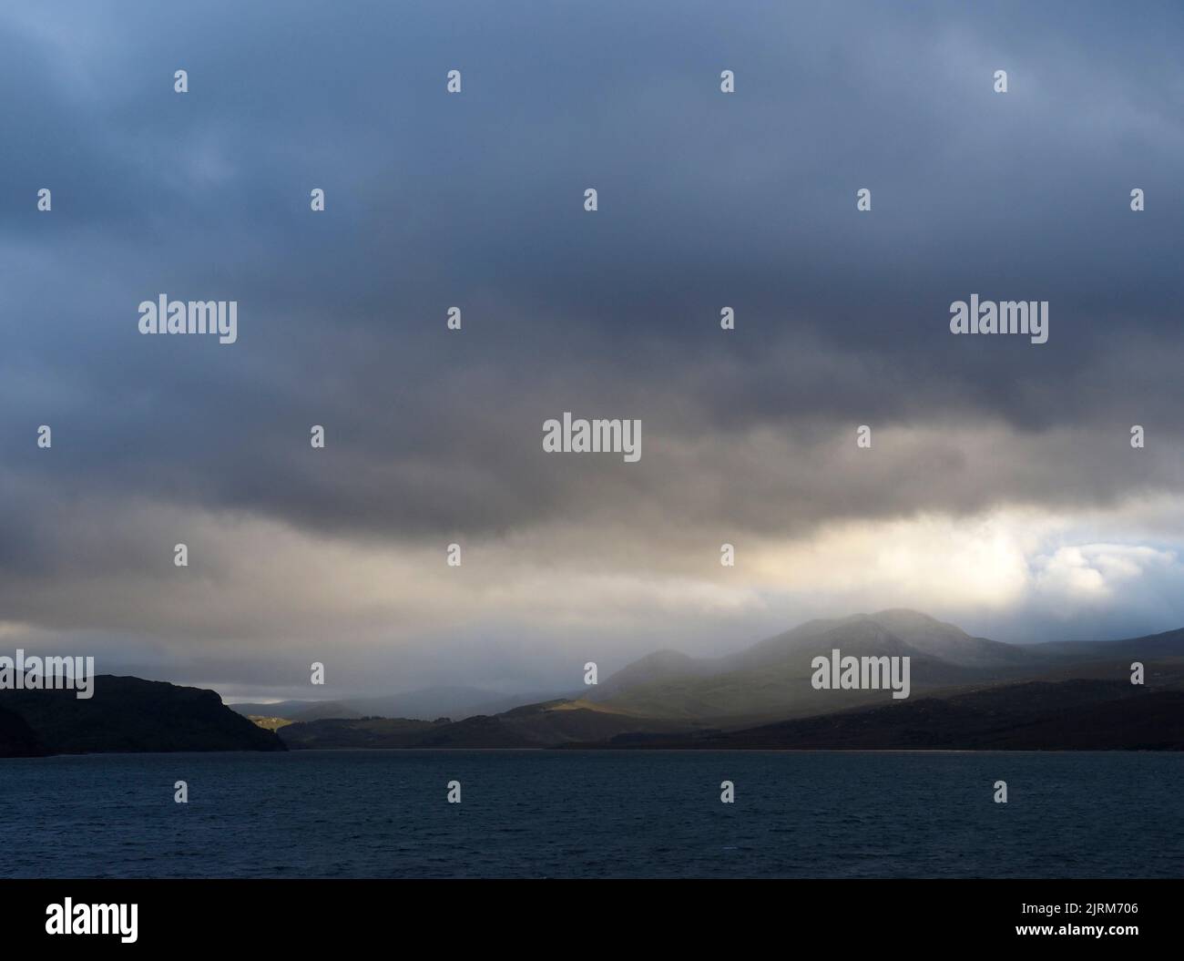 Evening clouds over Ben Hope from Kyle of Tongue, Scotland Stock Photo ...