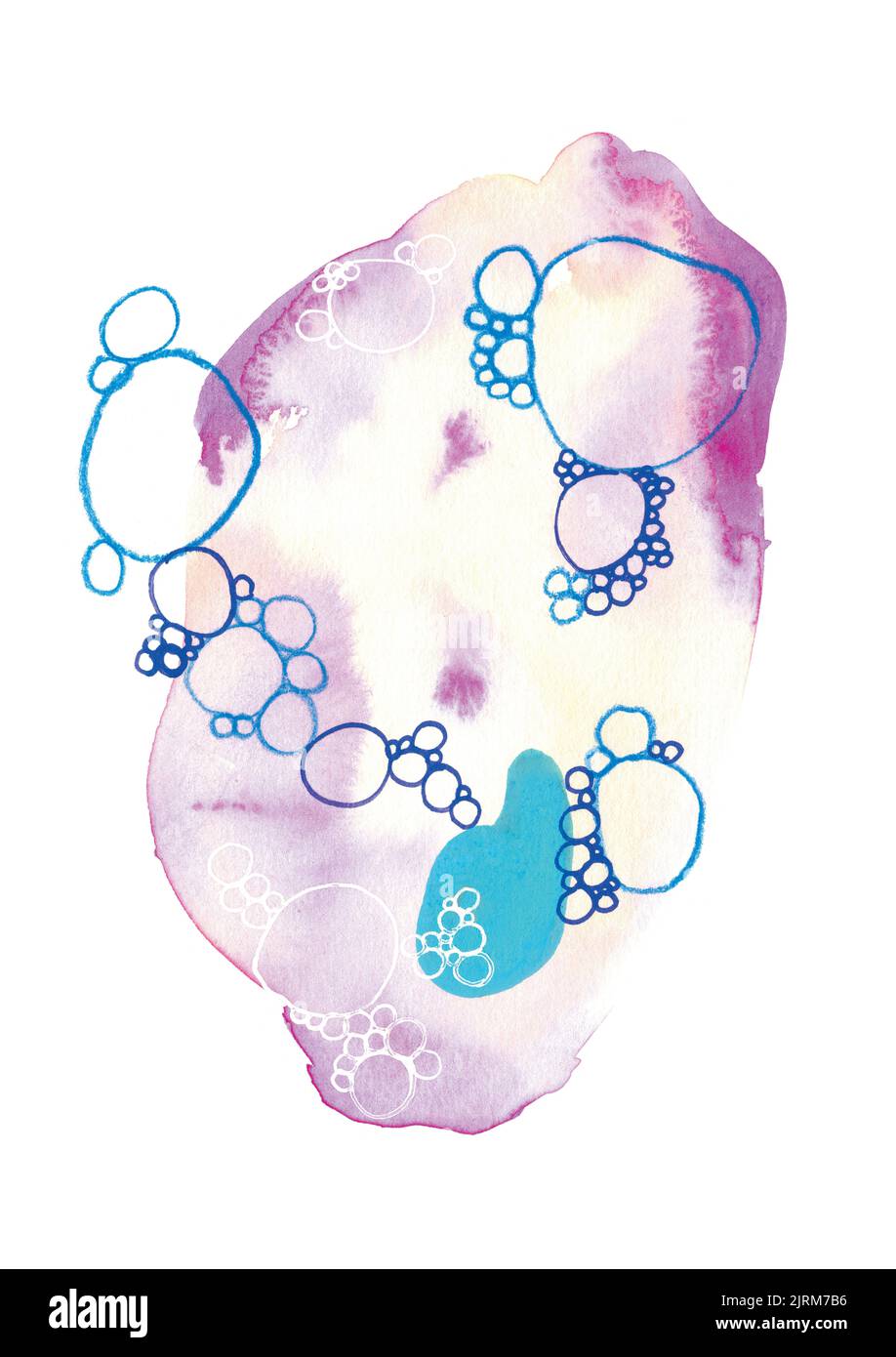 Purple Blue Abstract biomorphic watercolour and ink specimens with a ...