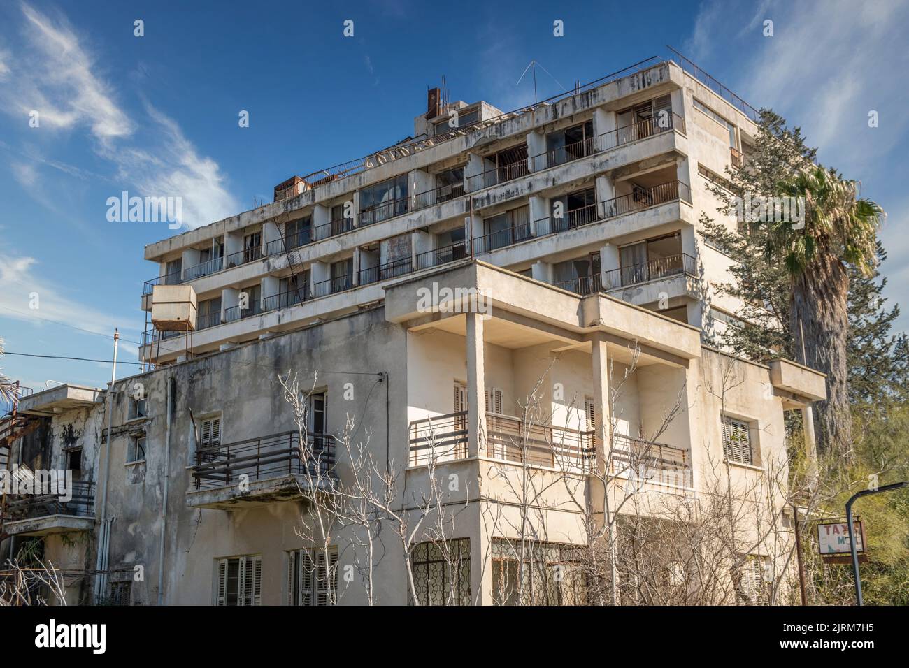 The abandoned city, ghost town, Varosha in Famagusta, North Cyprus. The ...