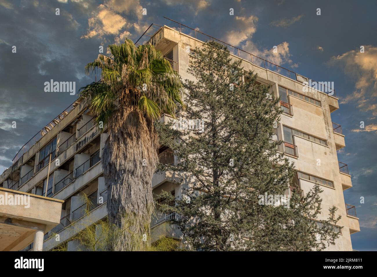 The abandoned city, ghost town, Varosha in Famagusta, North Cyprus. The ...