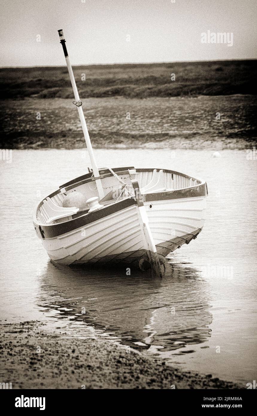 wooden hull clinker built boat aground north norfolk england Stock ...