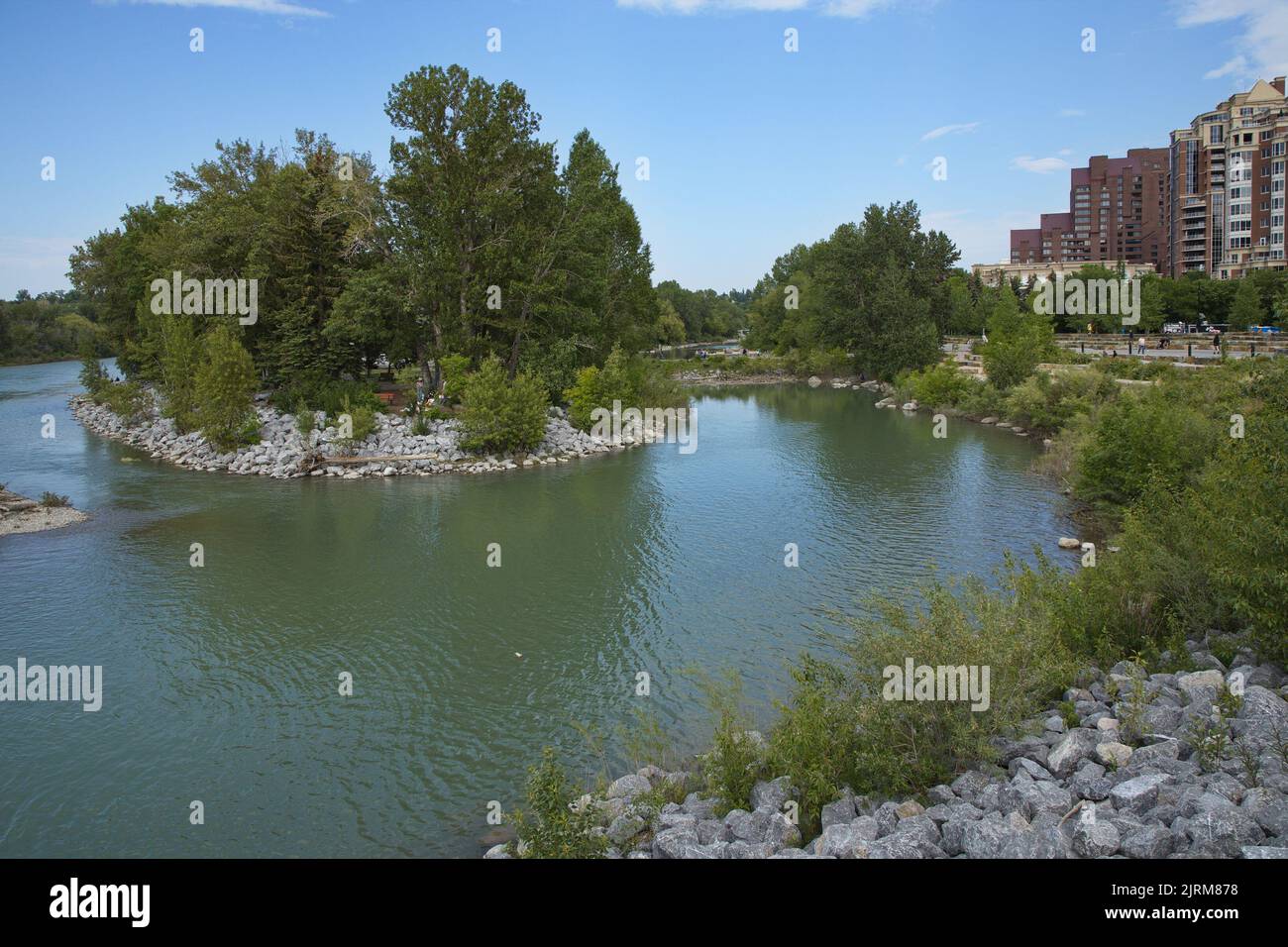 Bow River and skyline of Calgary,Alberta Province,Canada,North America ...