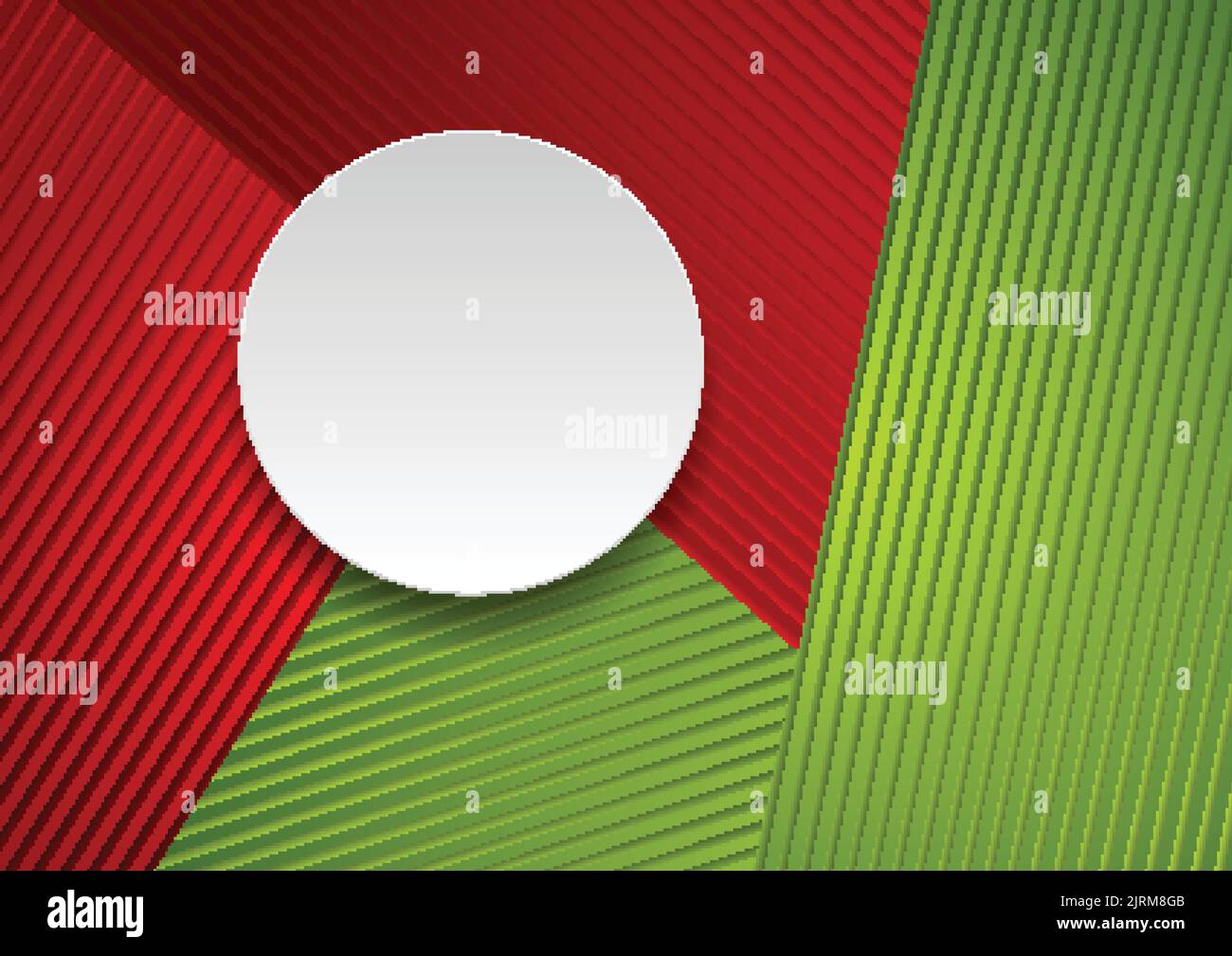 Red and green abstract striped corporate background with paper circle ...