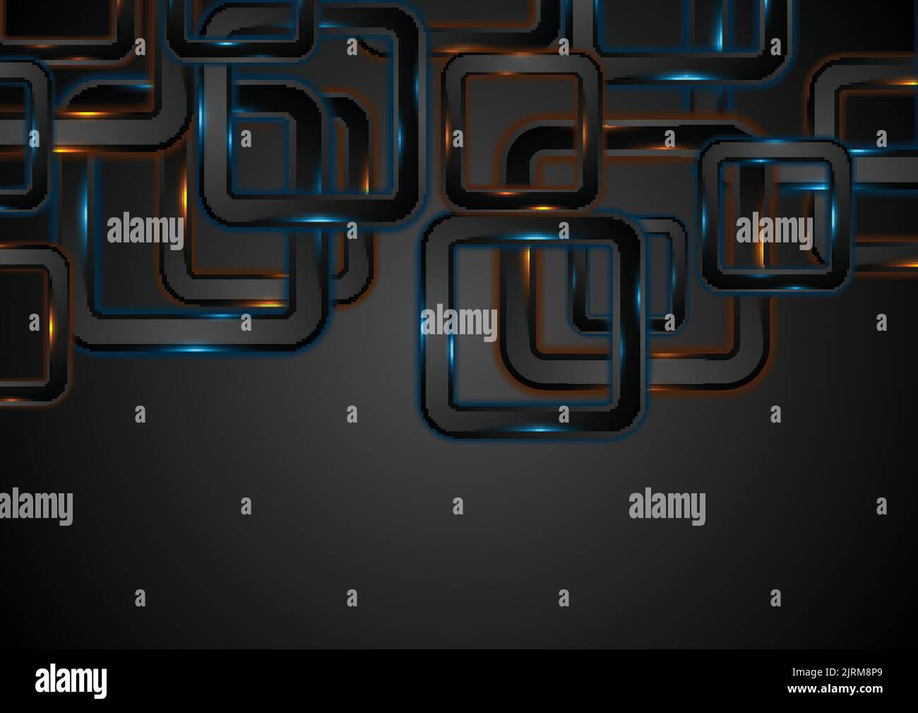Glowing neon blue orange squares abstract hi-tech background. Vector ...