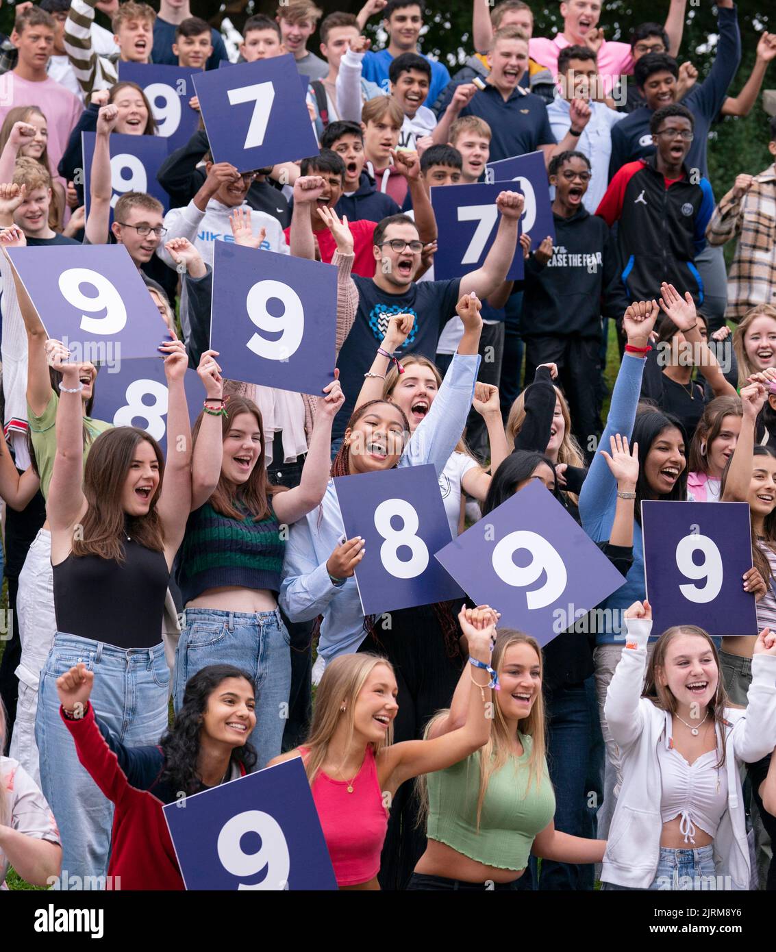 Students celebrate after receiving their GCSE results at The Grammar ...