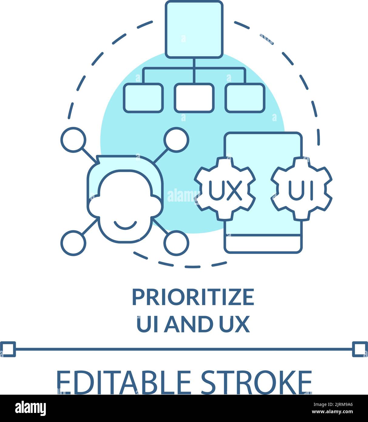 Prioritize UI and UX turquoise concept icon Stock Vector Image & Art ...
