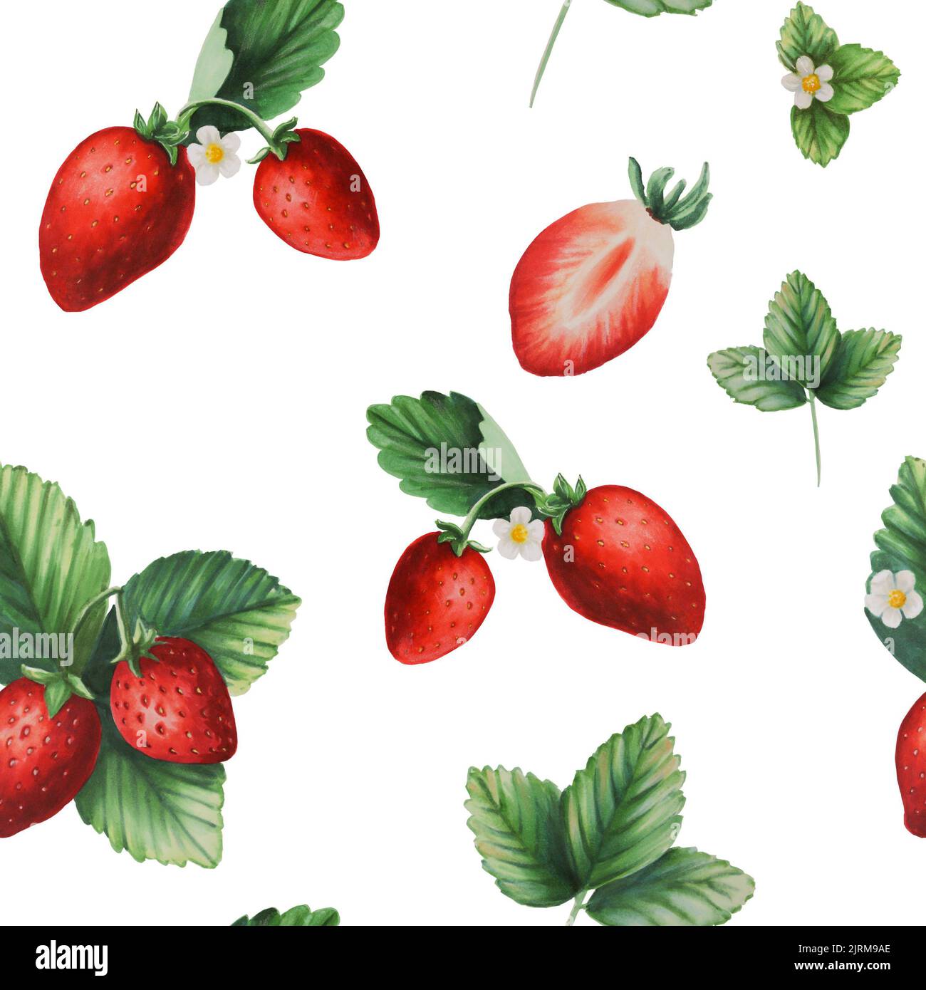 Red strawberry isolated pattern Stock Photo - Alamy