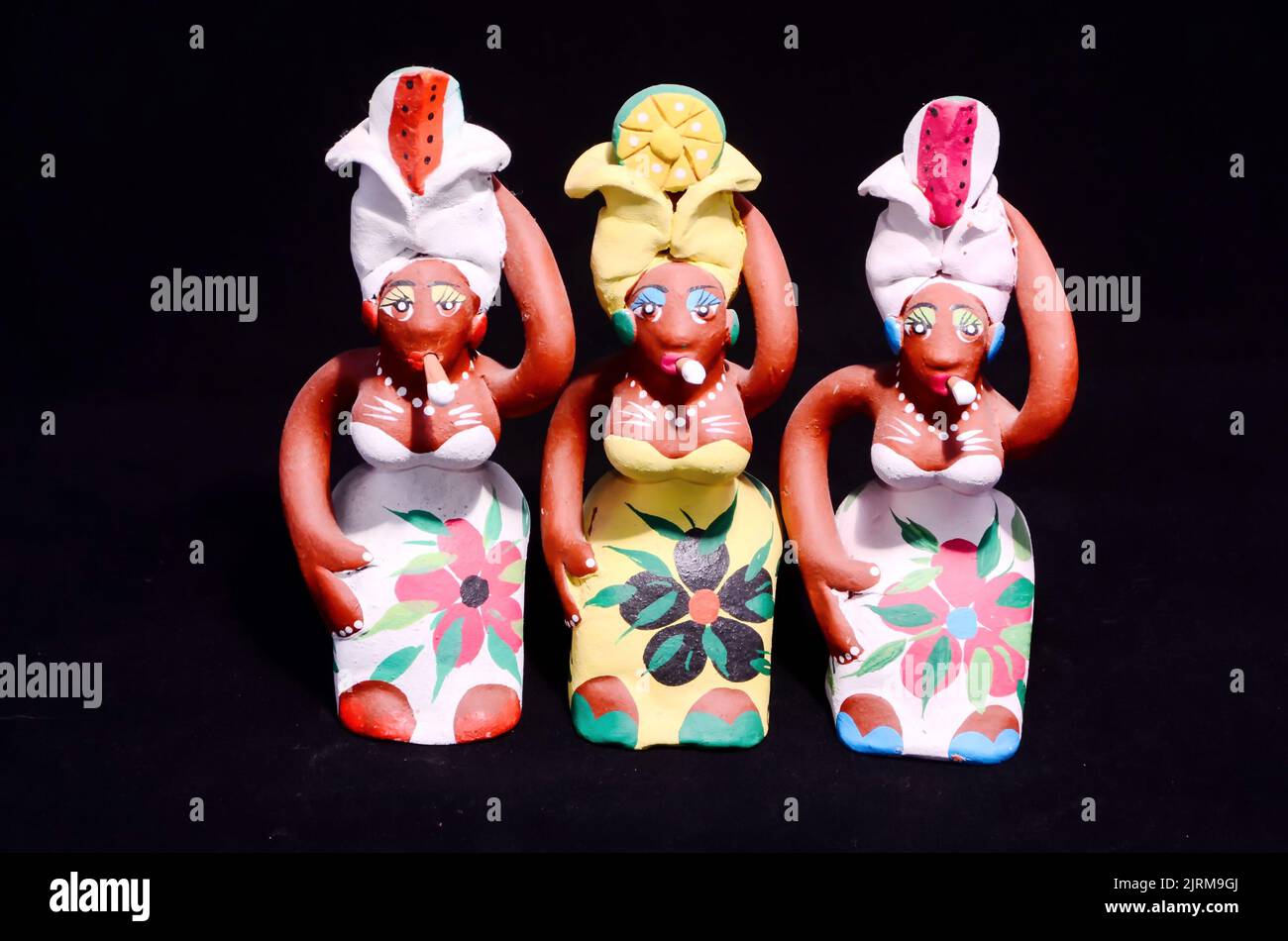 Clay Handmade Statue of a Cuban Woman on Black Background Stock Photo ...