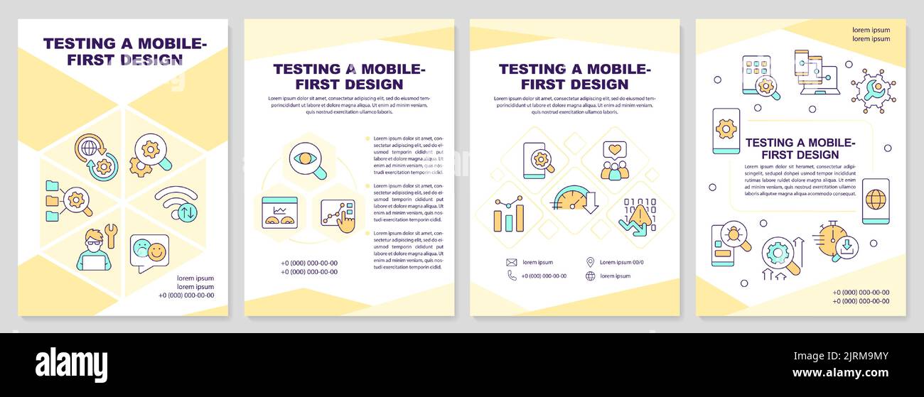 Testing mobile first design yellow brochure template Stock Vector Image ...