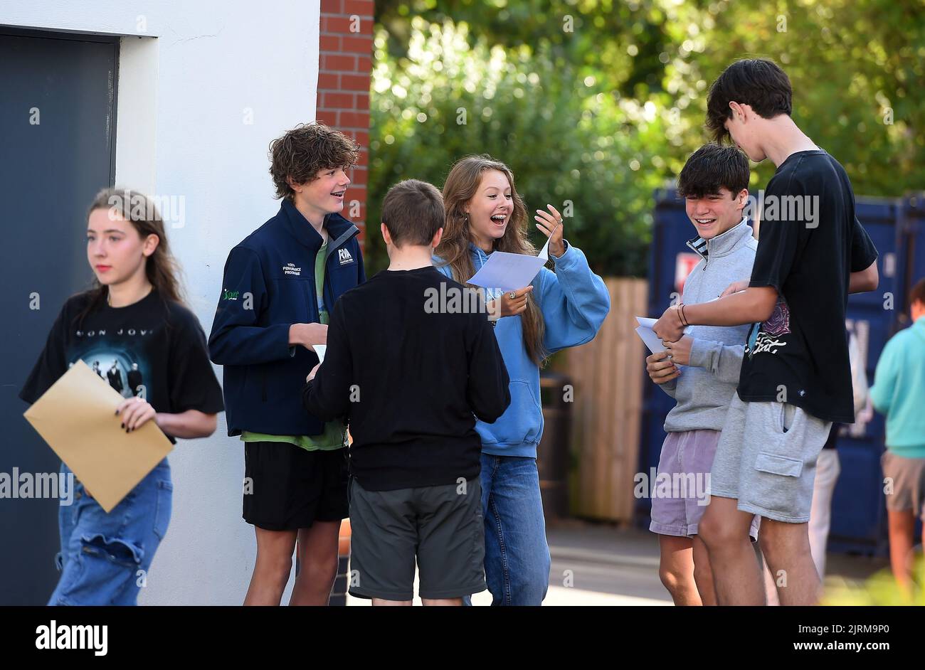 Pupils at Sullivan Upper School in Holywood, Co Down celebrate after ...