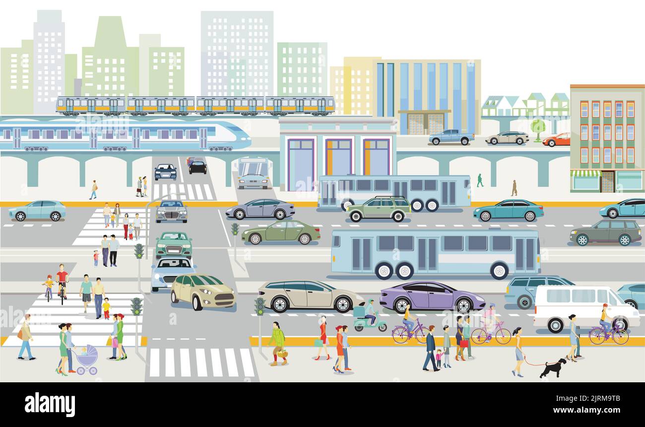 Elevated road rail train cars Stock Vector Images - Alamy