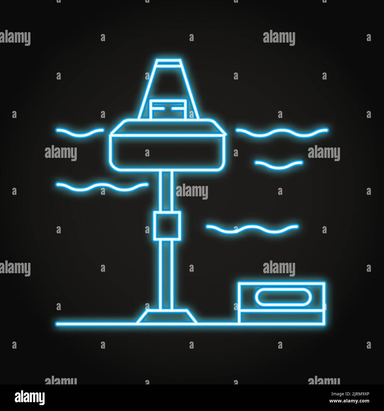 Wave energy station neon icon in line style. Water power plant ...