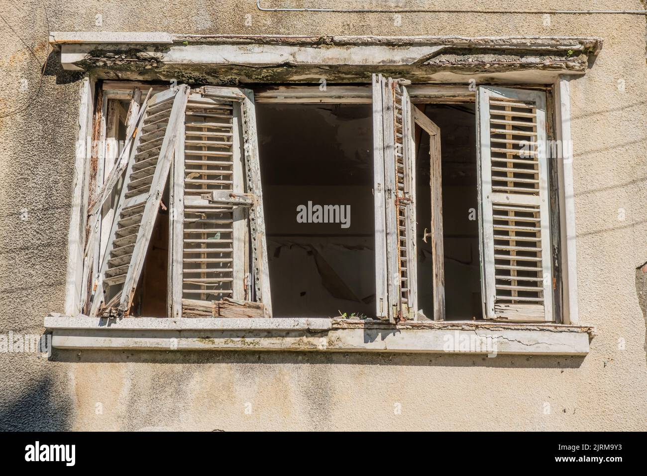 Ruined window, ruined window view in an abandoned city, Varosha in ...