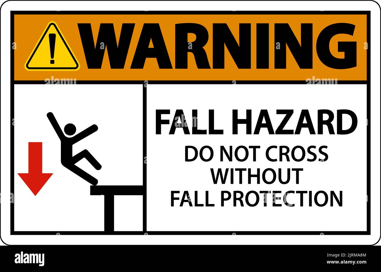 Warning Do Not Cross Without Fall Protection Sign On White Background ...