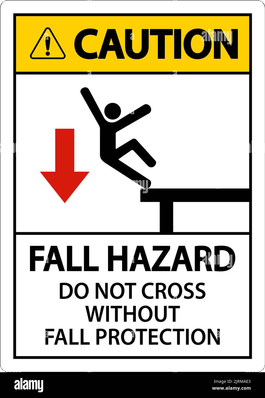 Caution Do Not Cross Without Fall Protection Sign On White Background ...