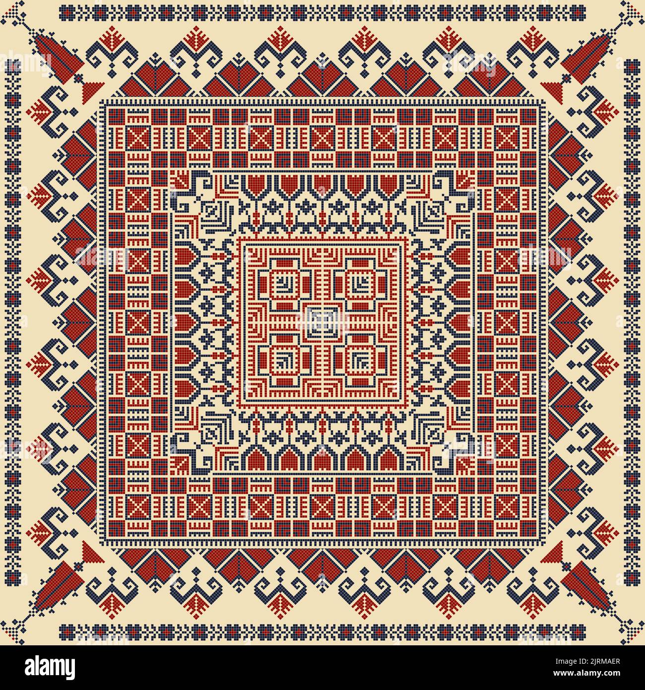 Embroidery Tatreez pattern, Palestinian fashion vector ornament Stock ...