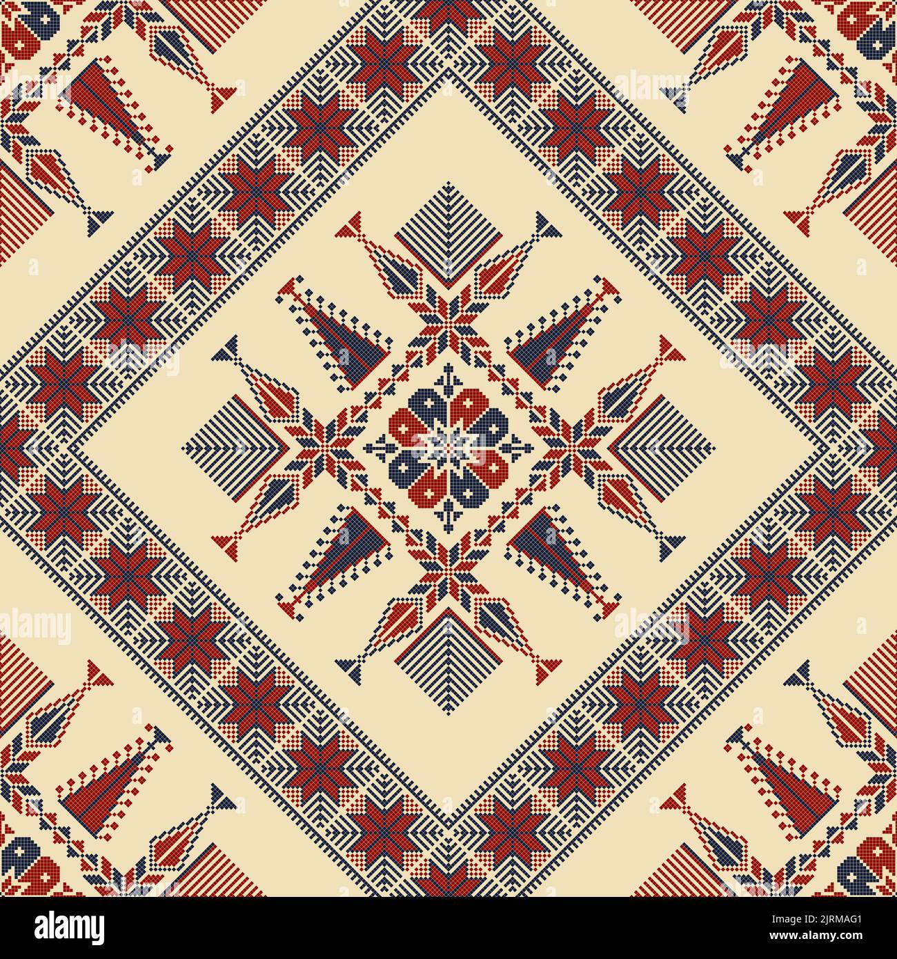 Embroidery Tatreez pattern, Palestinian fashion vector ornament Stock ...