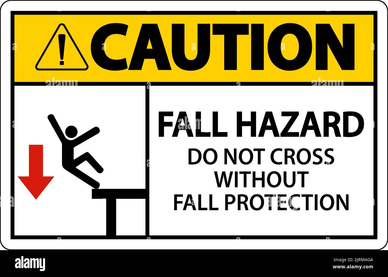 Caution Do Not Cross Without Fall Protection Sign On White Background ...