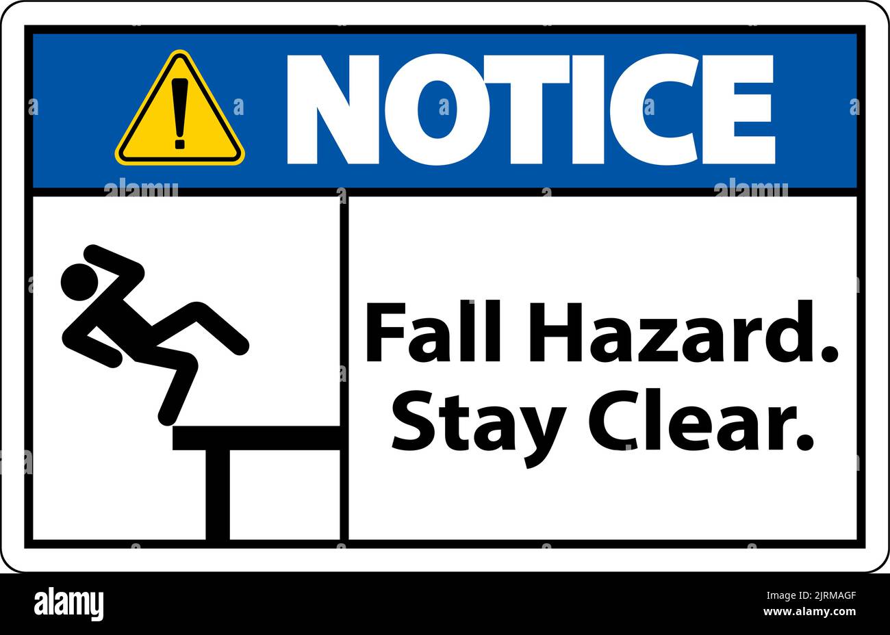 Notice Fall Hazard Stay Clear Sign On White Background Stock Vector ...