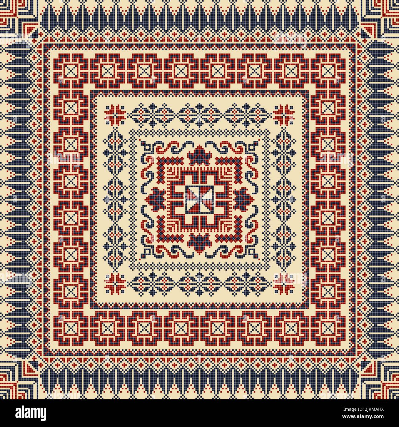 Embroidery Tatreez pattern, Palestinian fashion vector ornament Stock ...