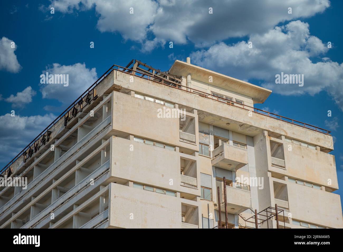 The abandoned city, ghost town, Varosha in Famagusta, North Cyprus. The ...