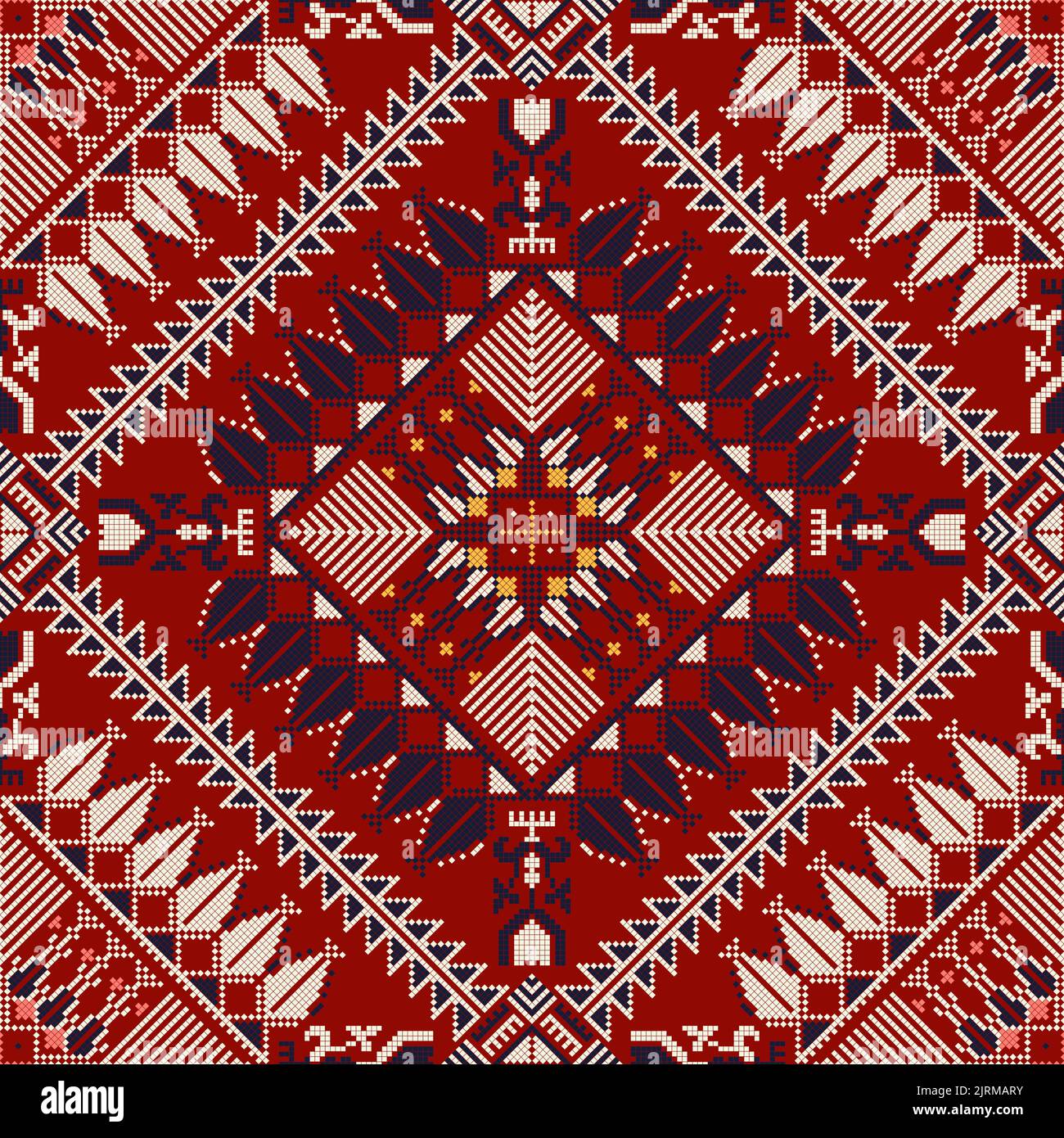 Embroidery Tatreez pattern, Palestinian fashion vector ornament Stock ...