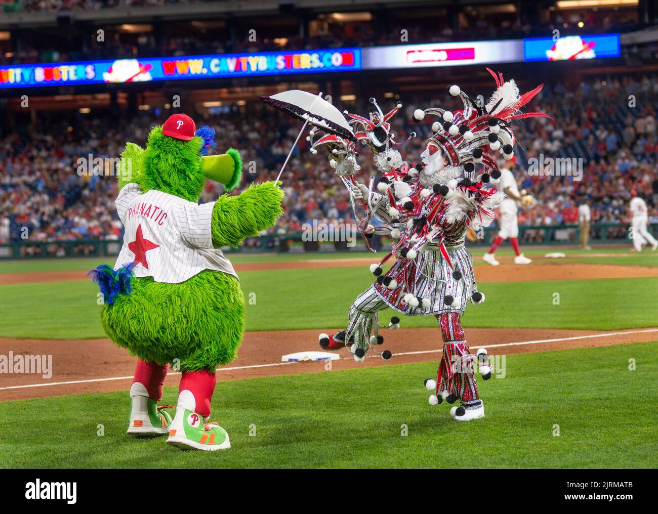 WMMR's Jacky Bam Bam wears his prize winning Mummers costume as he ...