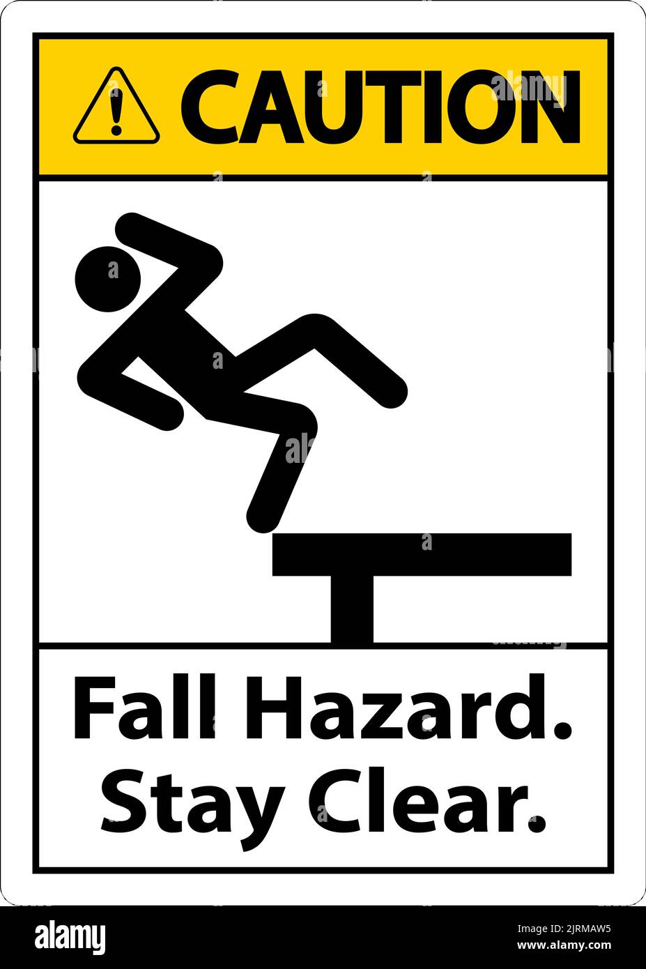 Caution Fall Hazard Stay Clear Sign On White Background Stock Vector ...