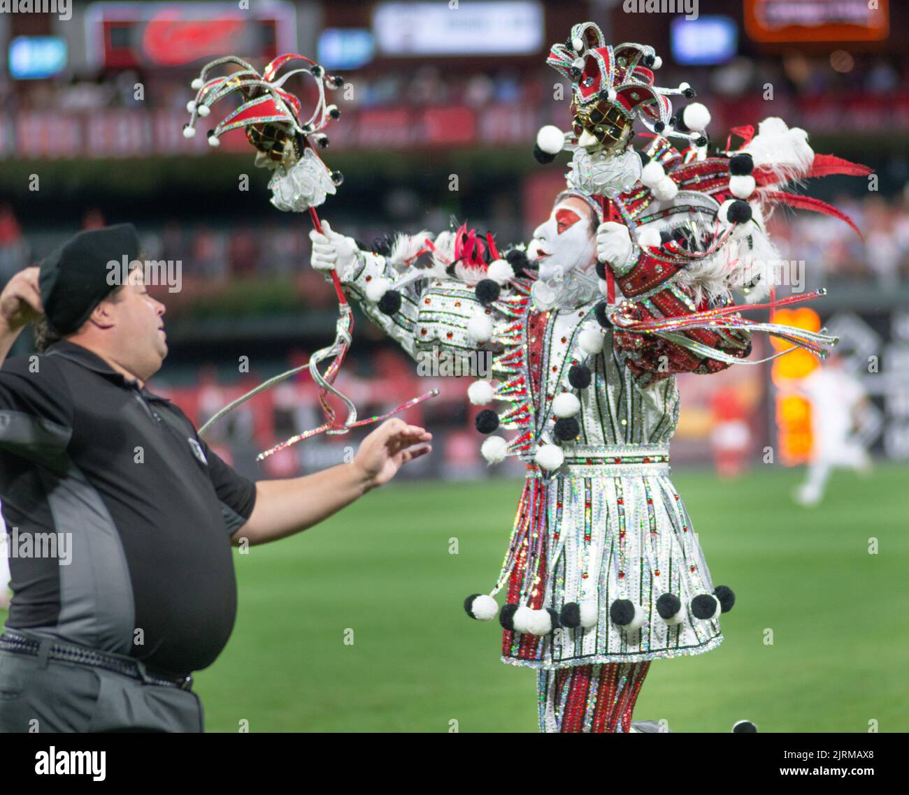WMMR's Jacky Bam Bam wears his prize winning Mummers costume as he ...