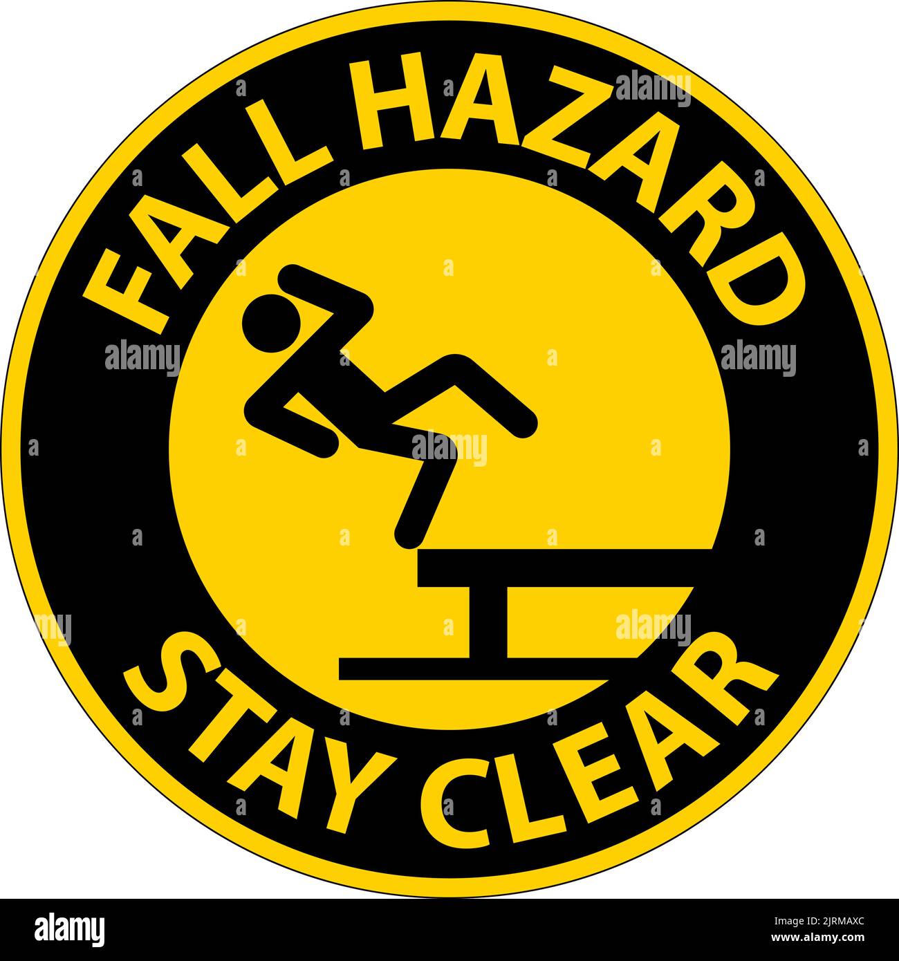 Caution Fall Hazard Stay Clear Sign On White Background Stock Vector ...