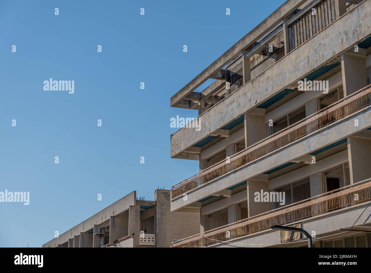 The abandoned city, ghost town, Varosha in Famagusta, North Cyprus. The ...