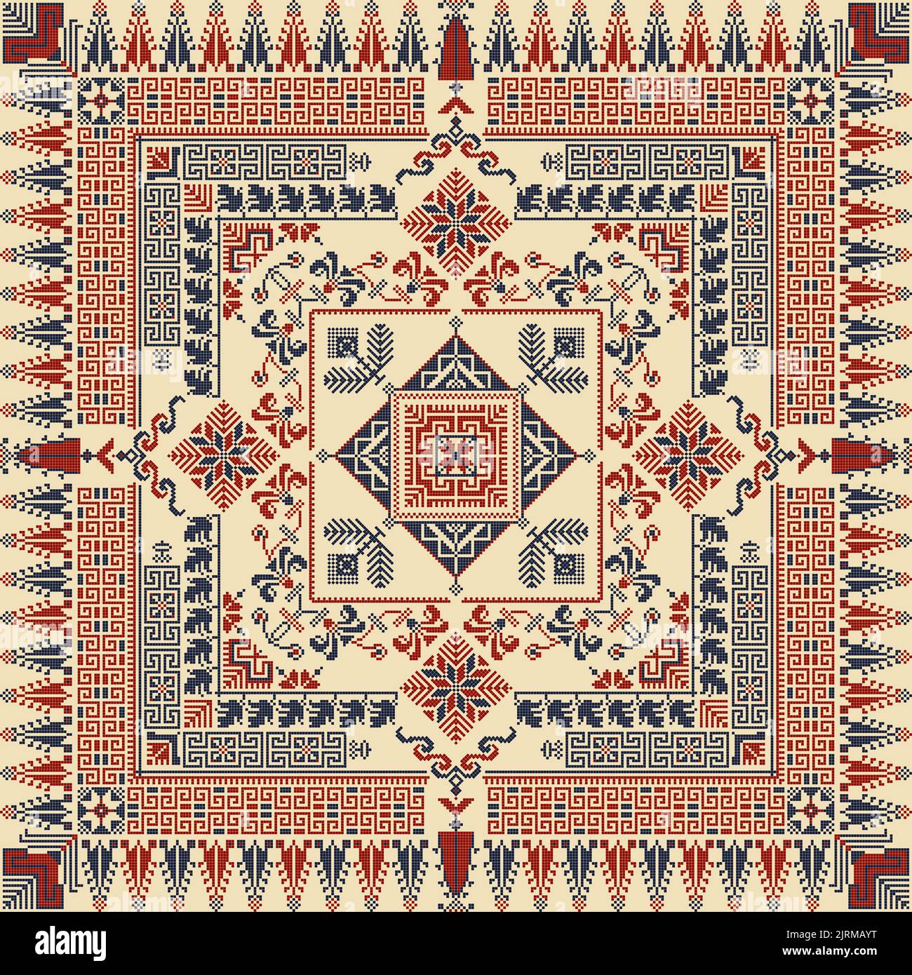 Embroidery Tatreez pattern, Palestinian fashion vector ornament Stock ...